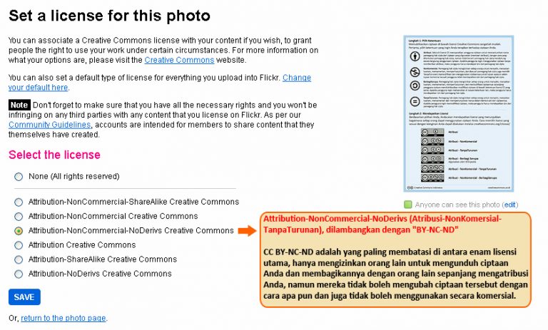 Pilihan Lisensi Creative Commons di Flickr - Creative Commons Indonesia