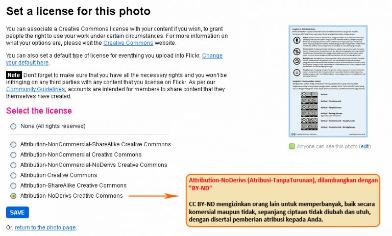 Pilihan Lisensi Creative Commons di Flickr - Creative Commons Indonesia