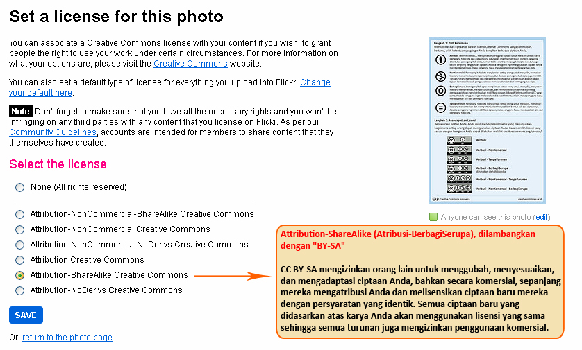 Pilihan Lisensi Creative Commons di Flickr - Creative Commons Indonesia